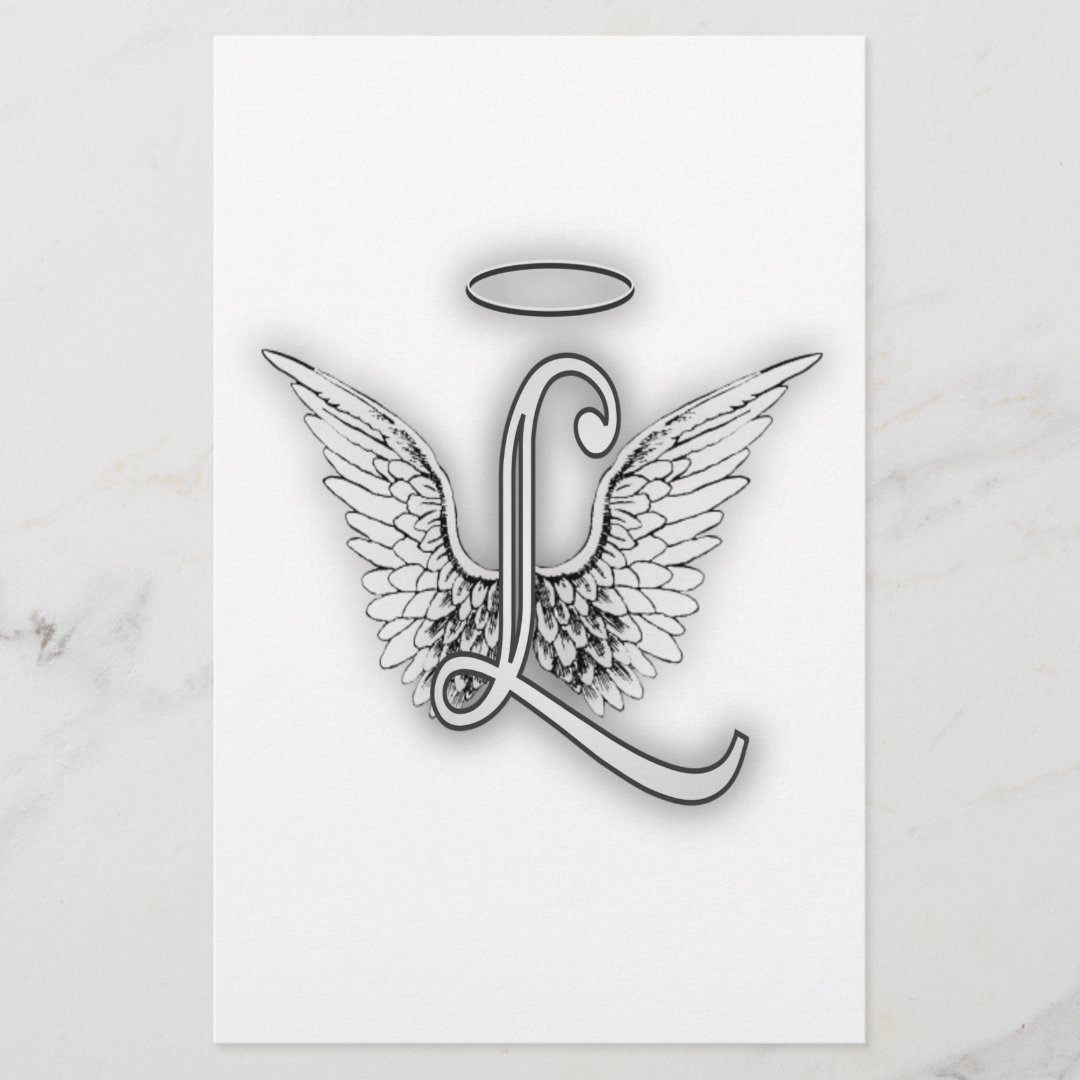 Angel Alphabet L Initial Letter Wings Halo | Zazzle