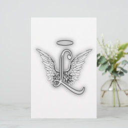 Angel Alphabet L Initial Letter Wings Halo | Zazzle