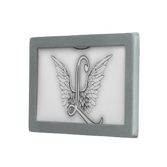 Angel Alphabet L Initial Letter Wings Halo Belt Buckle | Zazzle