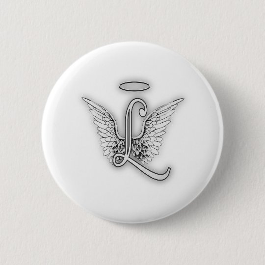 Angel Alphabet L Initial Letter Wings Halo Button | Zazzle.com