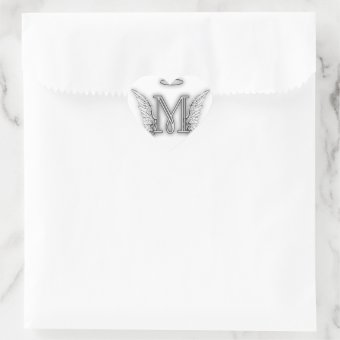 Angel Alphabet M Initial Letter Wings Halo Heart Sticker | Zazzle