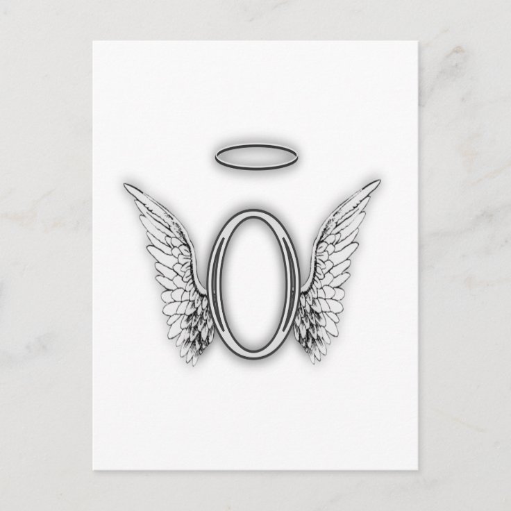 Angel Alphabet O Initial Letter Wings Halo Postcard | Zazzle