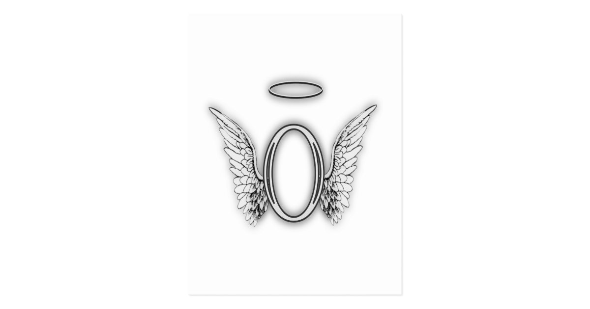 Angel Alphabet O Initial Letter Wings Halo Postcard | Zazzle.com