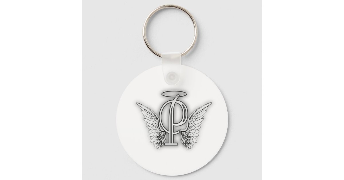 Angel Alphabet P Initial Letter Wings Halo Keychain | Zazzle