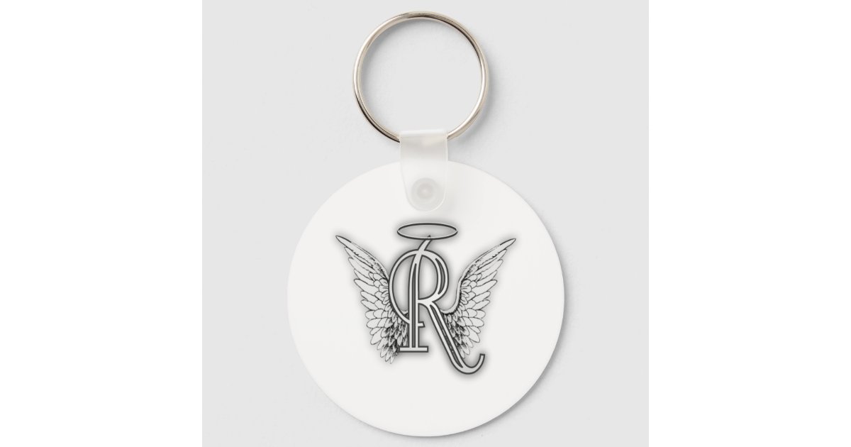 Angel Alphabet R Initial Letter Wings Halo Keychain | Zazzle