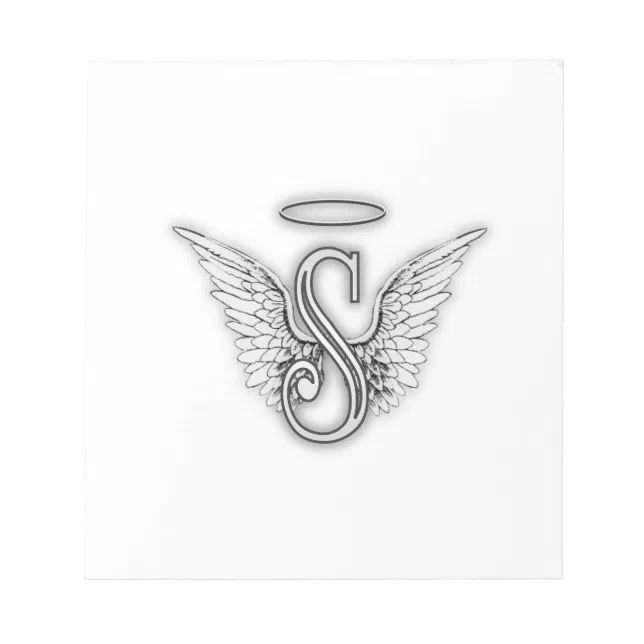 Angel Alphabet S Initial Letter Wings Halo Notepad | Zazzle