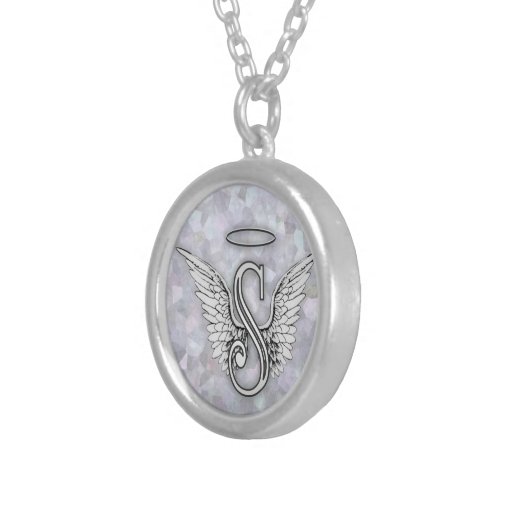 Angel Alphabet S Initial Letter Wings Halo Silver Plated Necklace | Zazzle