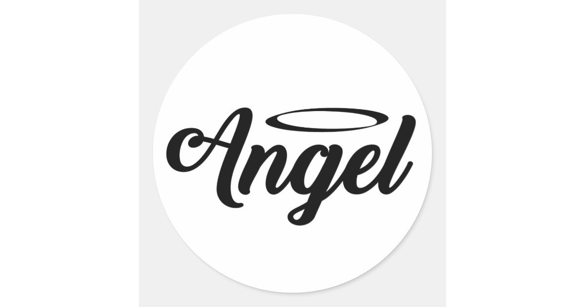 Angel Art Cool Text Graphic Word Text Art Cute Ang Classic Round ...