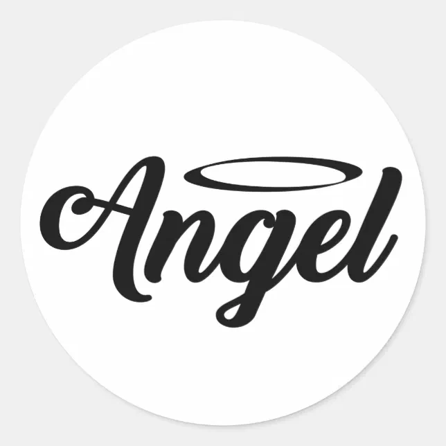 Angel Art Cool Text Graphic Word Text Art Cute Ang Classic Round ...