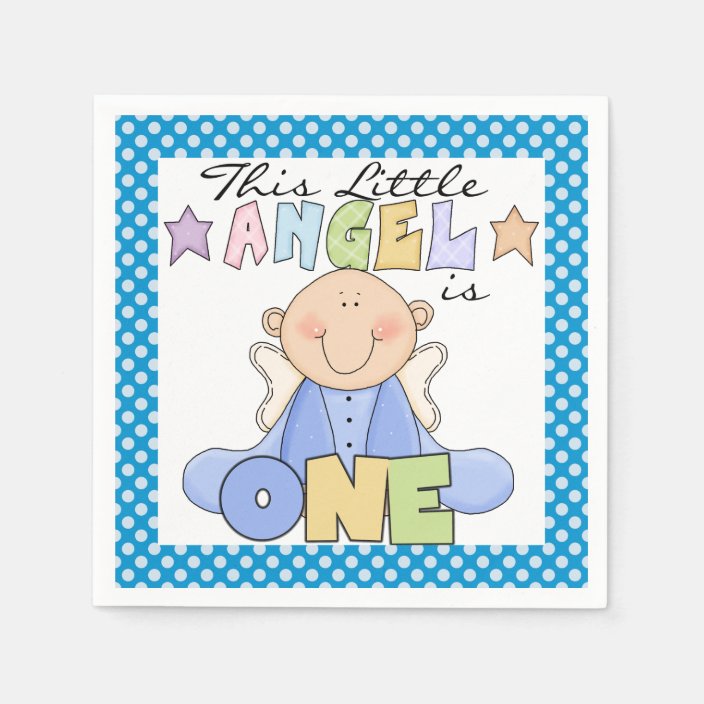 Angel Baby Boy 1st Birthday Paper Napkins | Zazzle.com