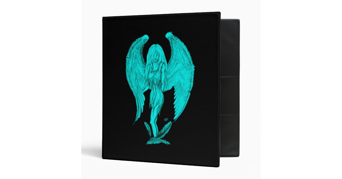 Angel , Black and Green design Binder | Zazzle