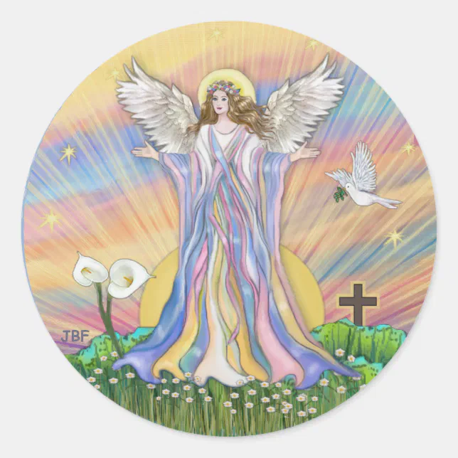 Angel Blessing Classic Round Sticker | Zazzle