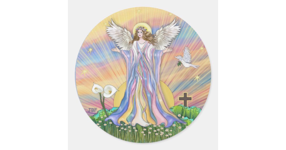 Angel Blessing Classic Round Sticker | Zazzle