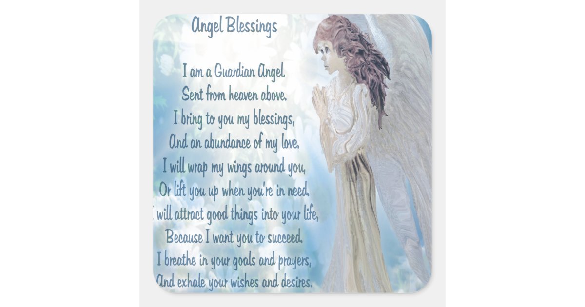 Angel Blessings Square Sticker | Zazzle