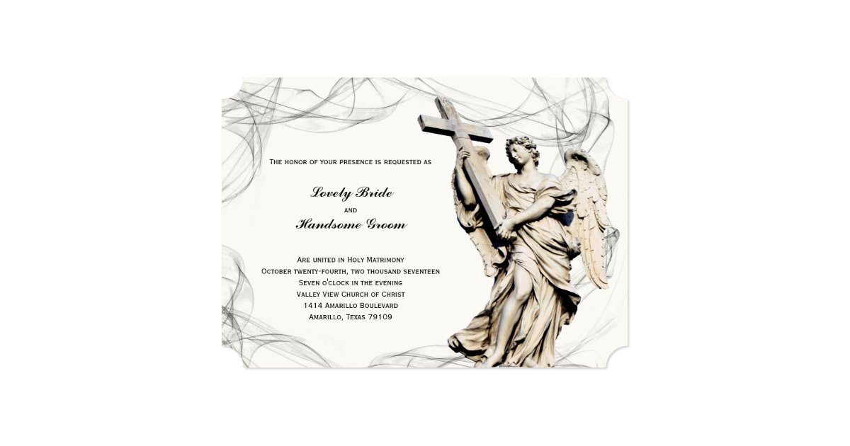 Angel Cross Christian Wedding Invitation | Zazzle.com