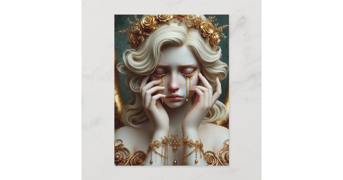 Angel crying golden tears postcard | Zazzle