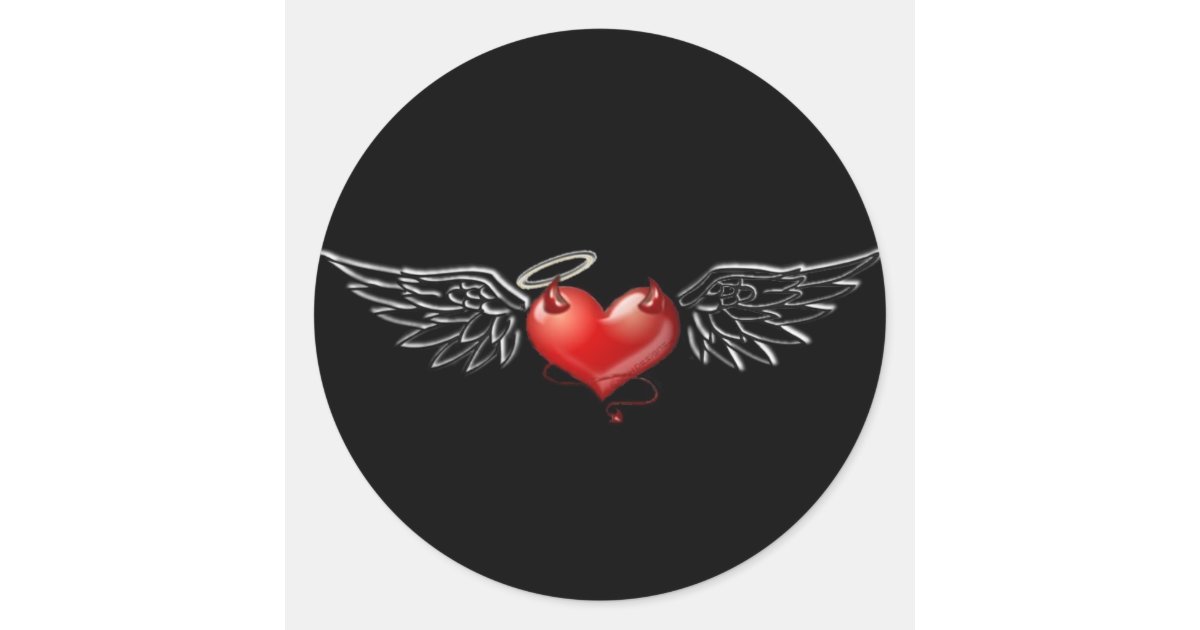Angel devil background classic round sticker | Zazzle