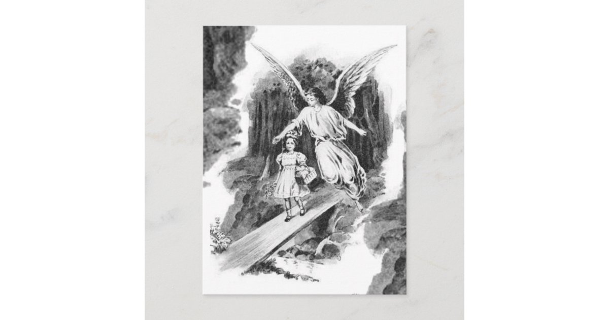 Angel Guarding A Girl Child Postcard | Zazzle