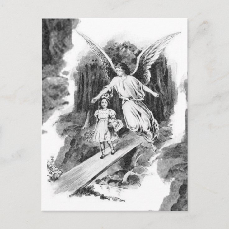 Angel Guarding A Girl Child Postcard | Zazzle