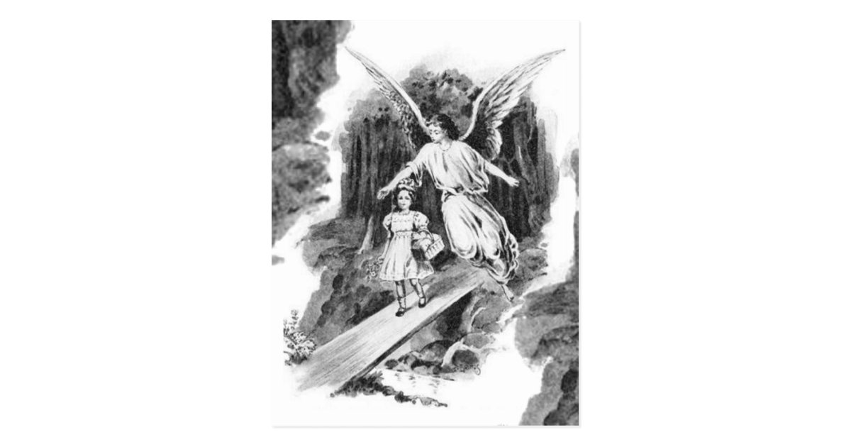Angel Guarding A Girl Child Postcard | Zazzle.com