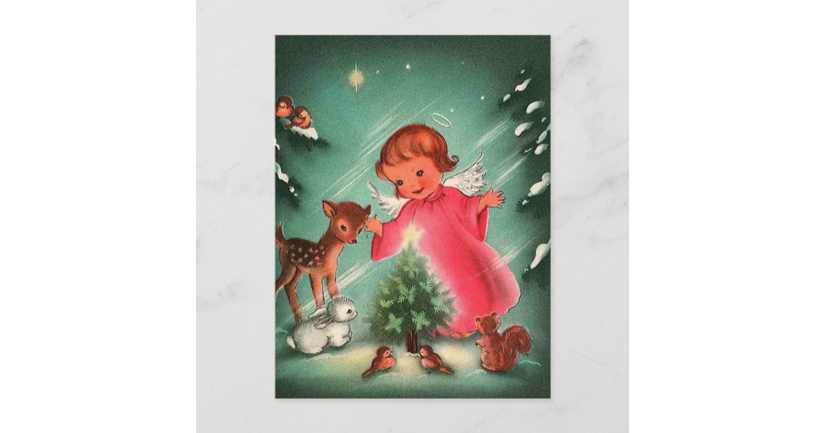 Angel In The Forest With Animals Postcard | Zazzle