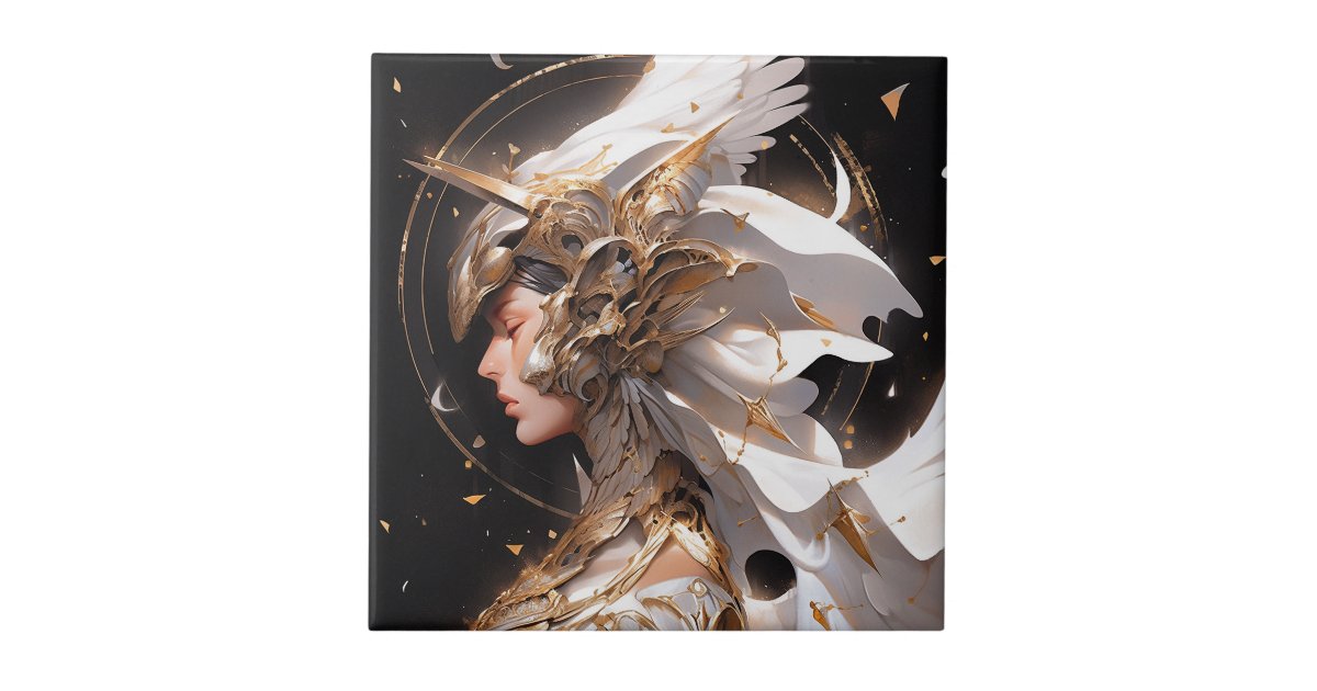 Angel In White Armor Fantasy Art Ceramic Tile | Zazzle
