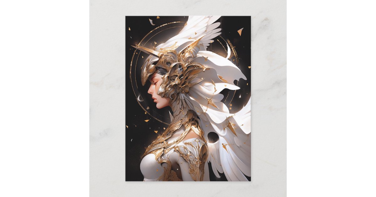 Angel In White Armor Fantasy Art Postcard | Zazzle