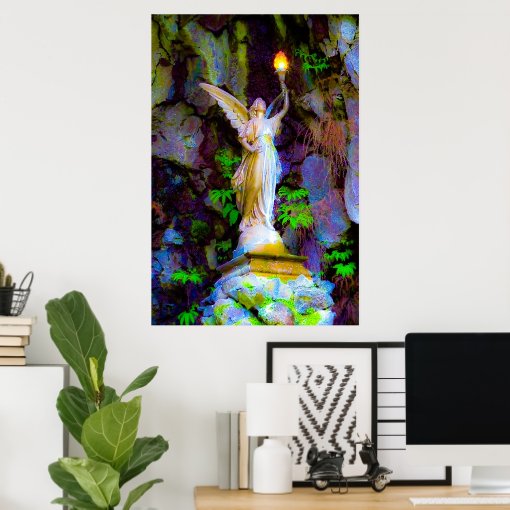 Angel & Lamp Poster | Zazzle