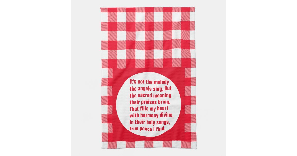 Angel Melody Poem On Red & White Plaid Kitchen Towel | Zazzle