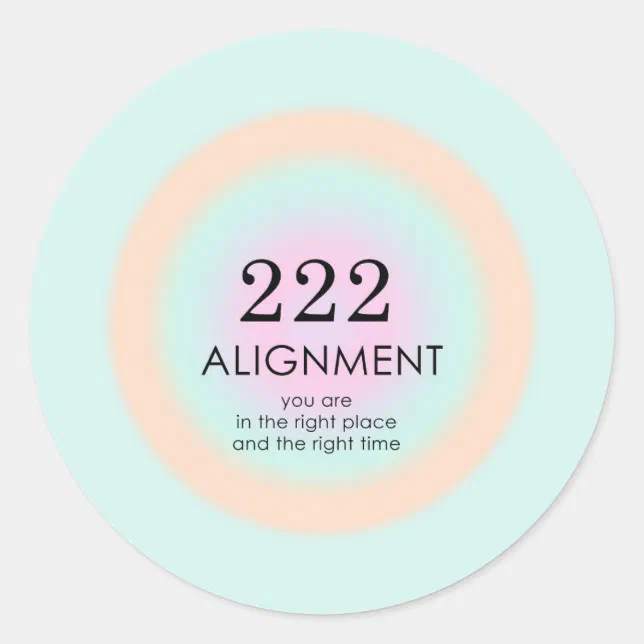 Angel Numbers Numerology 222 Alignment Motivation Classic Round Sticker ...