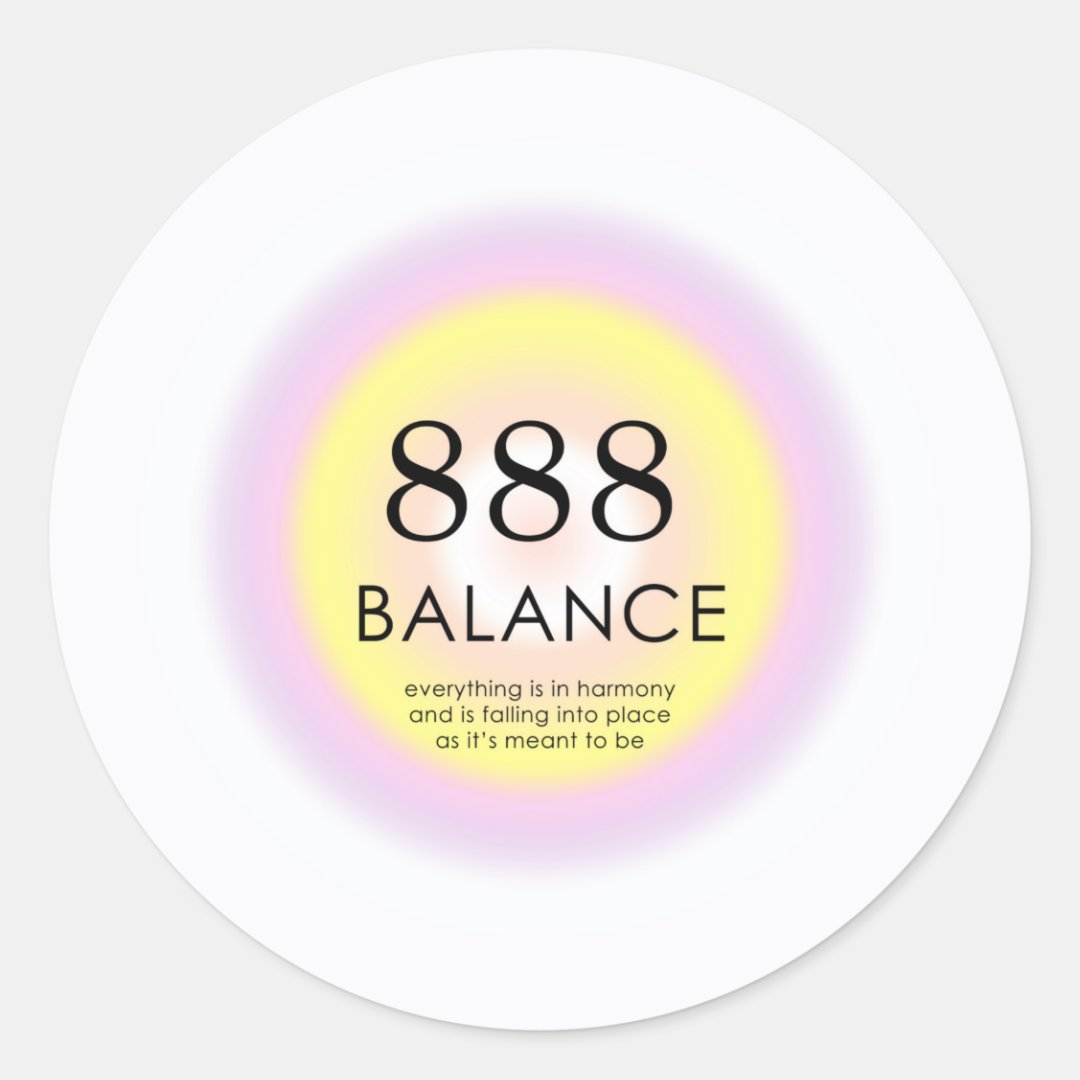 Angel Numbers Numerology Meaning 888 Balance Classic Round Sticker | Zazzle