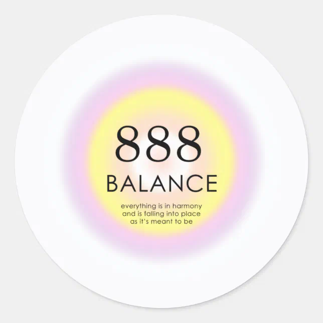 Angel Numbers Numerology Meaning 888 Balance Classic Round Sticker | Zazzle