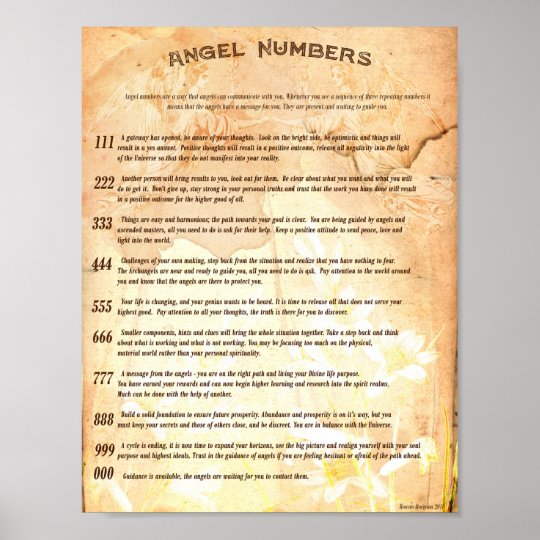 ANGEL NUMBERS POSTER | Zazzle.com