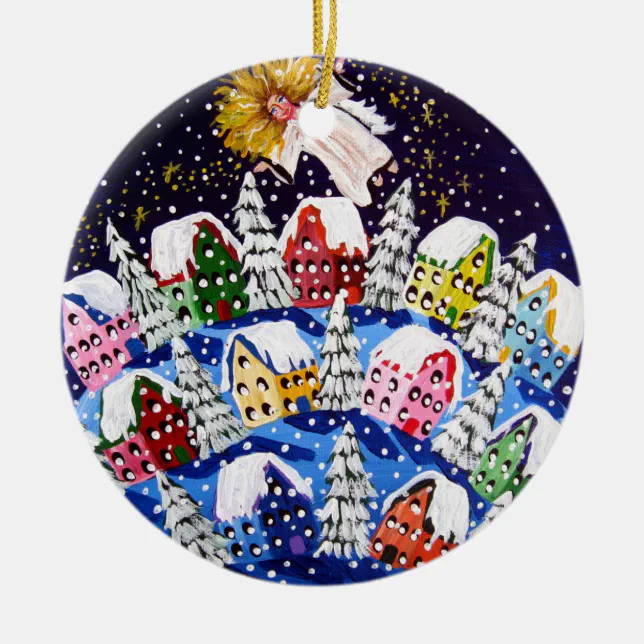 Angel of Joy Round Holiday Ornament | Zazzle
