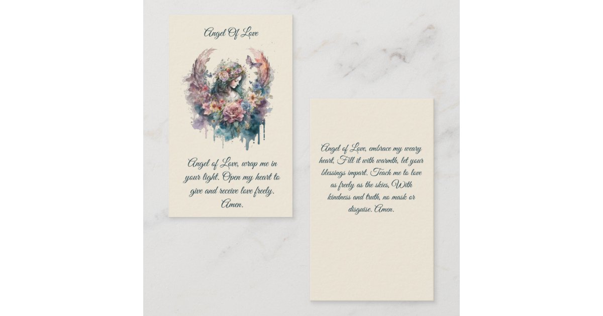 Angel Of Love Prayer Card | Zazzle