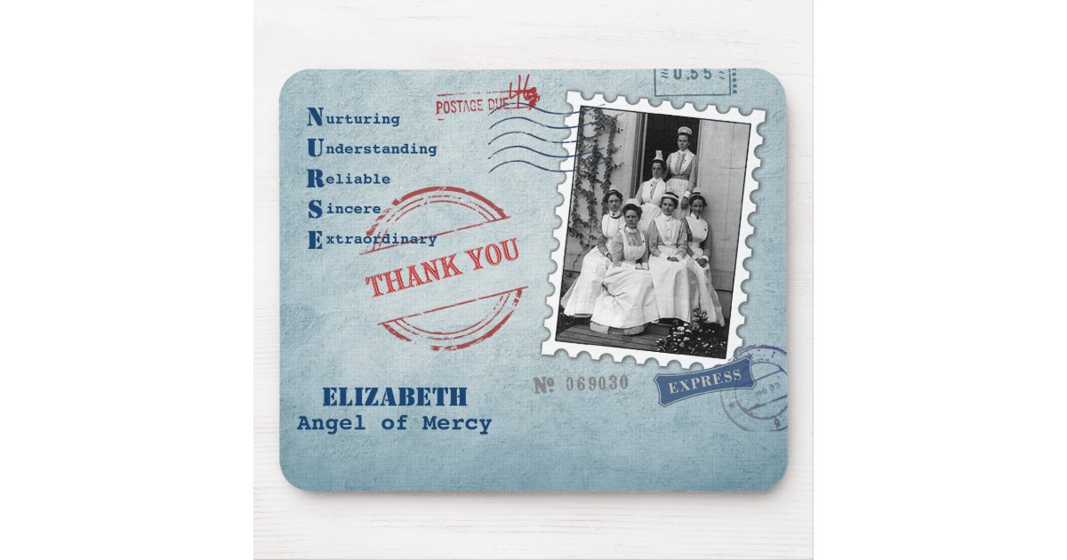 Angel of Mercy. Vintage Nurses Custom Name Mouse Pad | Zazzle