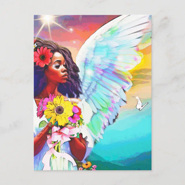 Angel of New Beginnings Colorful Goddess Art Postcard | Zazzle