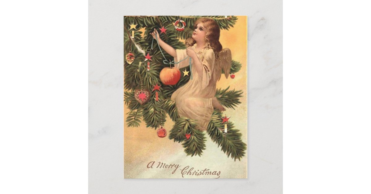Angel on the Christmas Tree Holiday Postcard | Zazzle