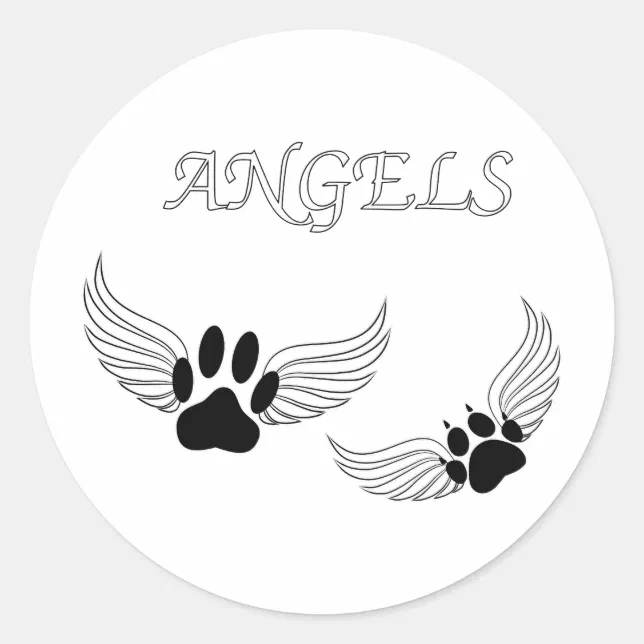 Angel Pet Paws Classic Round Sticker | Zazzle