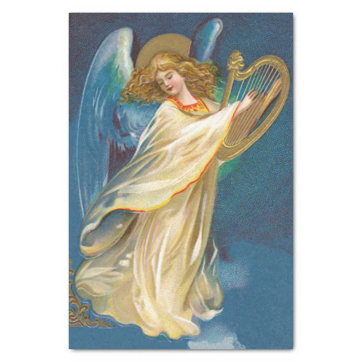 Angel Playing Music On A Harp Tissue Paper | Zazzle