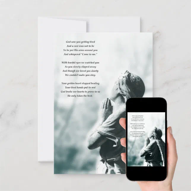 angel prayer memorial services invitation | Zazzle