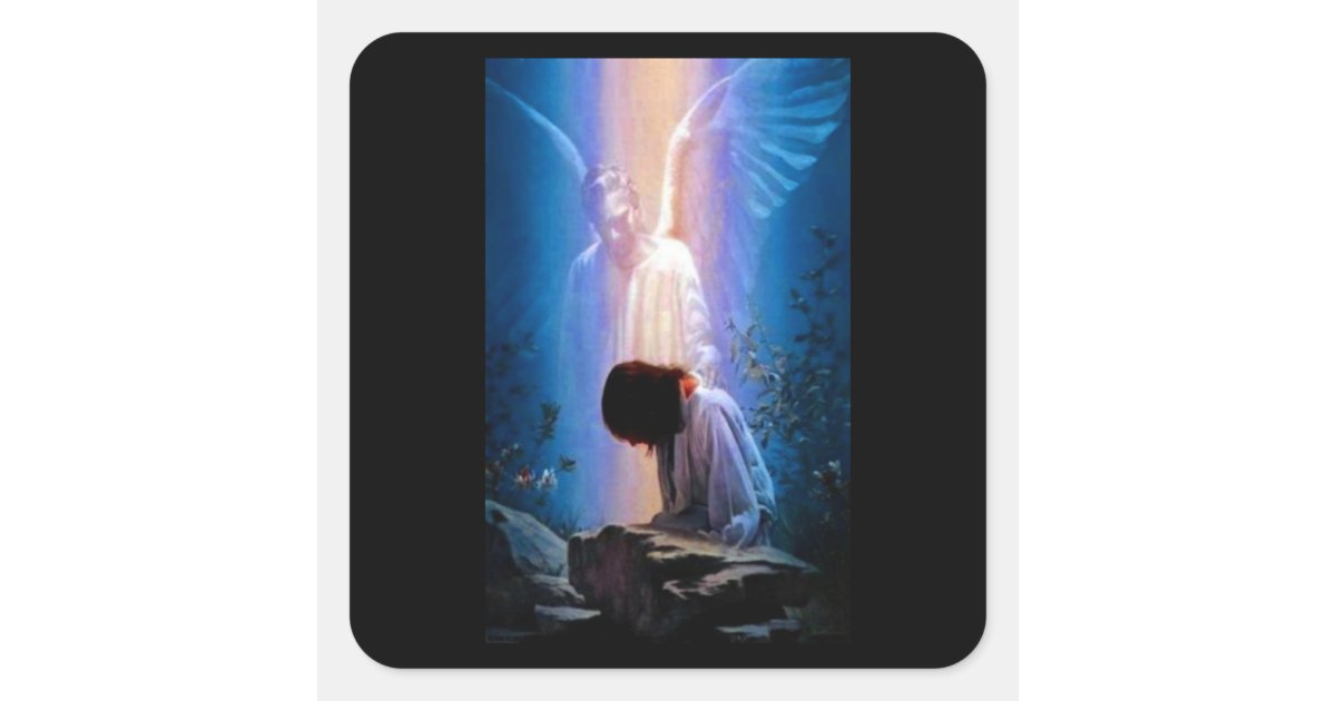 Angel Prayer Square Sticker | Zazzle