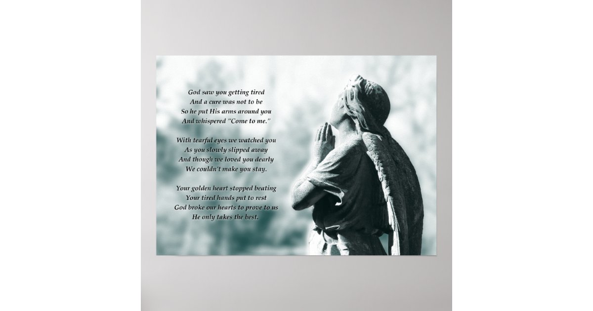 angel prayer sympathy card poster | Zazzle