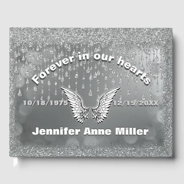 Angel Tears Silver Memorial Guest Book | Zazzle