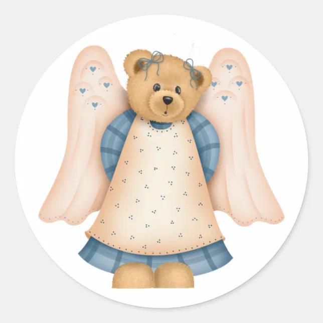 Angel Teddy Bear D8 Stickers | Zazzle