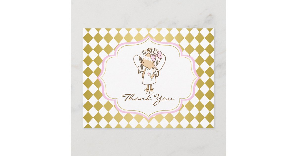 Angel Thank You Postcard-Gold & Pink Postcard | Zazzle
