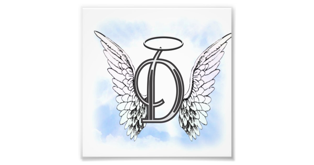 Angel Wings and Halo Monogram Letter D Photo Print | Zazzle