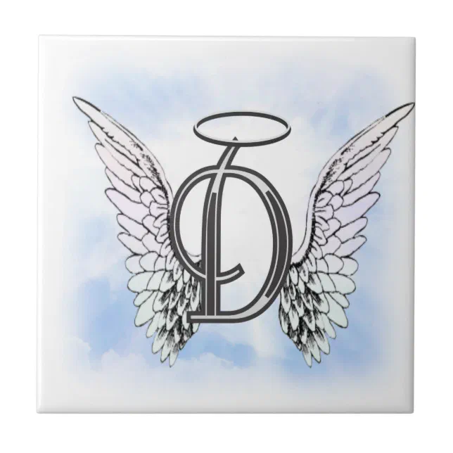 Angel Wings and Halo Monogram Letter D Tile | Zazzle