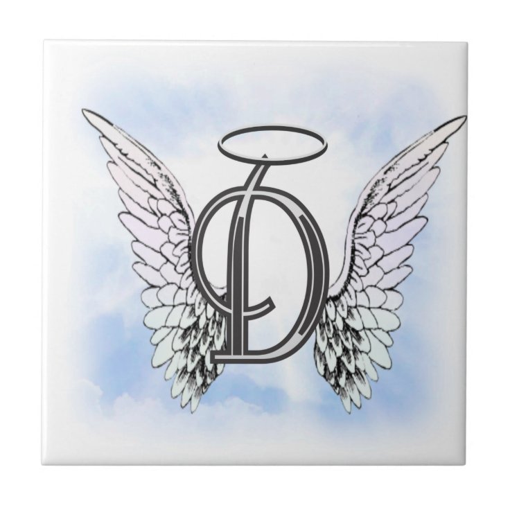 Angel Wings and Halo Monogram Letter D Tile | Zazzle