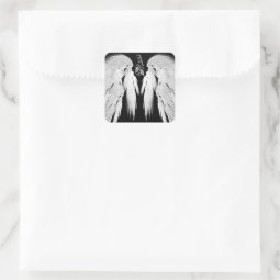 ANGEL WINGS Black Heavenly Holly Monogram Square Sticker | Zazzle